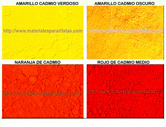 amarillo y rojo de cadmio